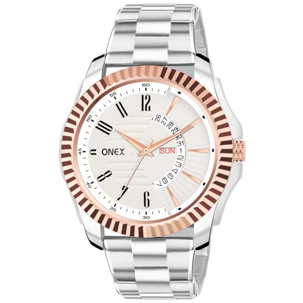 Buy Onex Stainless Steel Strap Day-Date Analog Wrist Watch for Men ...