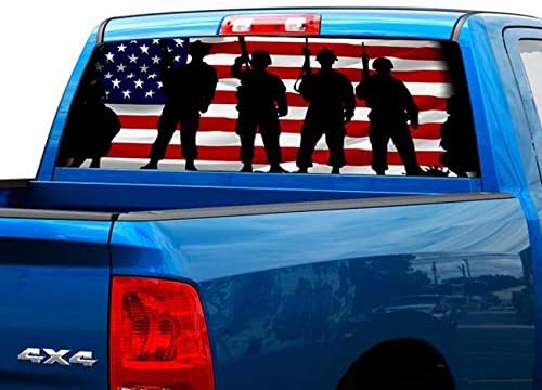 Amazon.com: P475 American Flag Army Tint Rear Window Decal Wrap Graphic ...