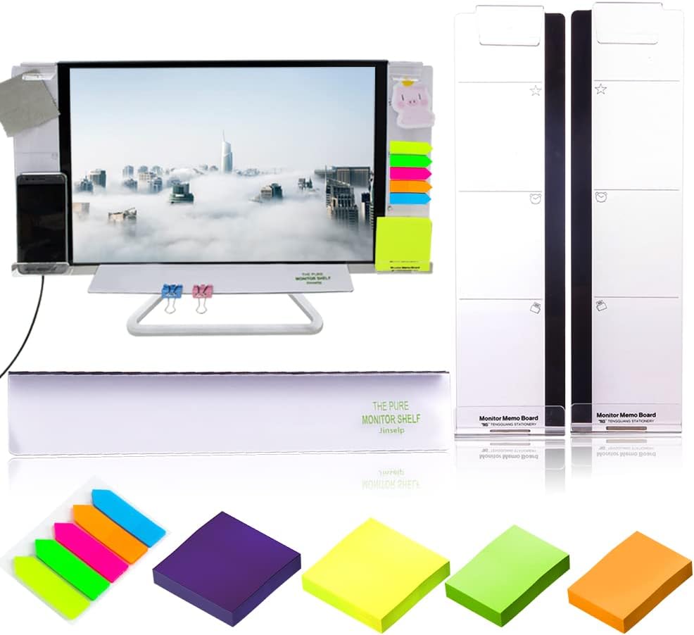DailyTreasures Acrylic Monitor Memo Board, 7pcs Set Includes 2pcs ...