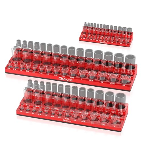 Olsa Tools Magnetic Socket Organizer | 3pc Socket Holder Kit | 1/2-Inch ...