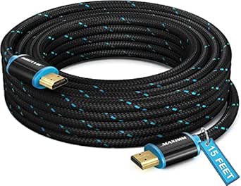 HDMI Cable 4K Ultra HD 15 Foot Nylon Braided HDMI 2.0 Cable, High Speed ...