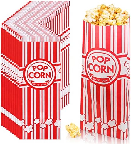 Amazon.com: MAQIHAN 50 Popcorn Bags Individual Servings - Flat Bottom ...