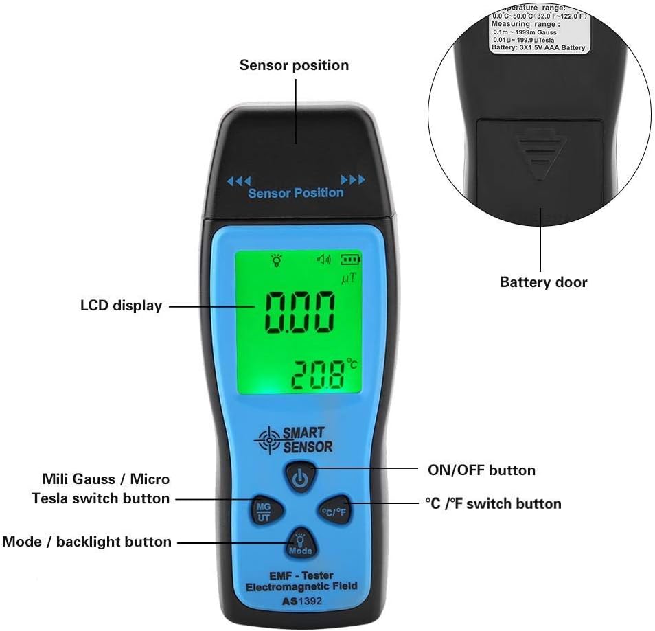 EMF Electromagnetic Radiometer Mini Handheld Digital Display EMF Tester ...