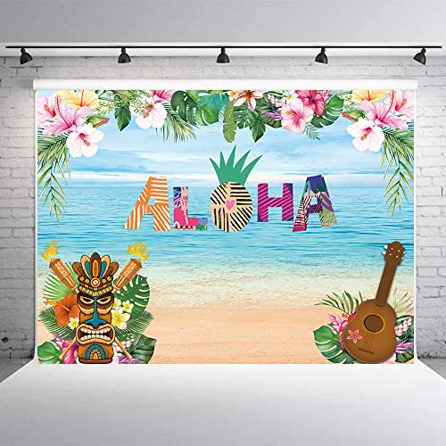 Summer Aloha Luau Party Backdrop Hawaiian Tropical Beach Ocean ...
