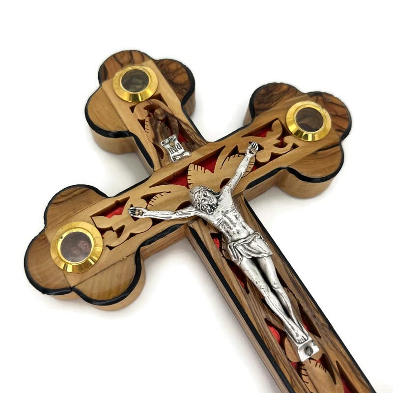 Amazon.com: Catholic Crucifix for Wall With Mother of Pearl, Olive Wood ...