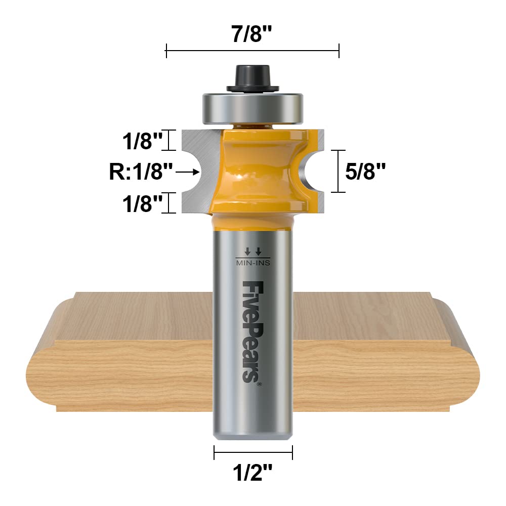 Snapklik.com : Fivepears 5Pcs Bullnose Router Bit Set 1/2 Shank ...