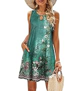 SimpleFun Tshirt Dresses for Women Sleeveless Floral Sun Dress Casual ...