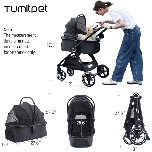 Tango Pet Stroller, 3 In 1 Dog Stroller For Small Medium Dogs Cats ...