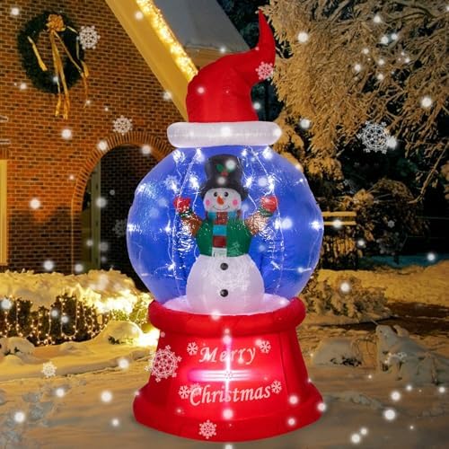 Amazon.com: Vigdur Christmas Inflatables Snow Globe - Blow Up Snowman ...