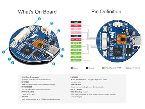 1.28inch Round Touch LCD Based on Raspberry Pi RP2040 Microcontroller ...