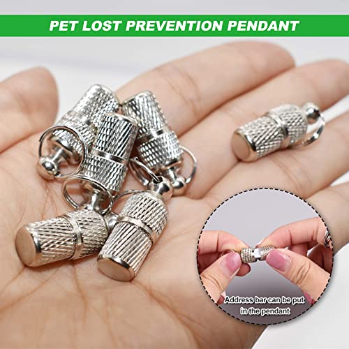 6 Packs Pet id Tags, Brass Pet Tube Tag Cat Name Tags Barrel Silver ...