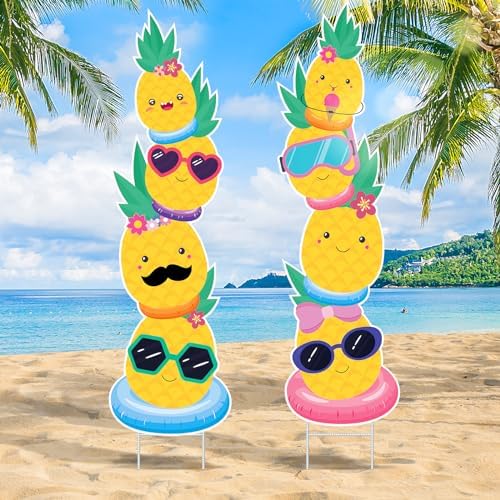 Amazon.com : Summer Yard Signs Pineapple Yard Decorations with Stakes ...