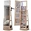Giantex 360° Swivel Jewelry Cabinet w/Full-Length Mirror, Lockable ...