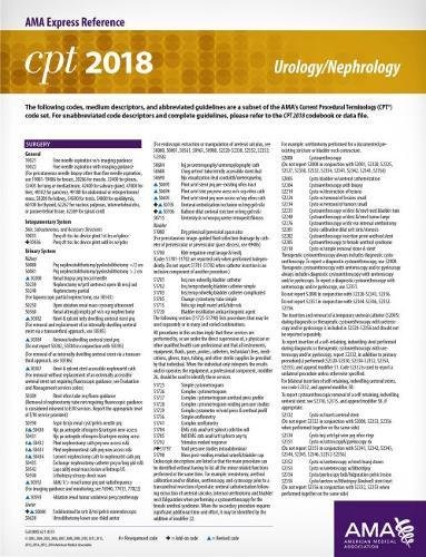 CPT 2018 Express Reference Coding Card - Urology/Nephrology ...