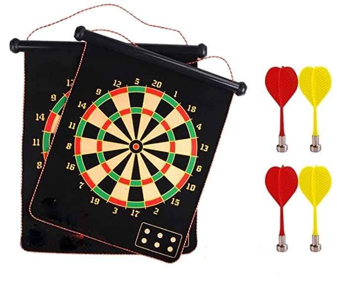 VGRASSP 17 Inch Magnetic Dart Board Game for Kids, Double Sided ...