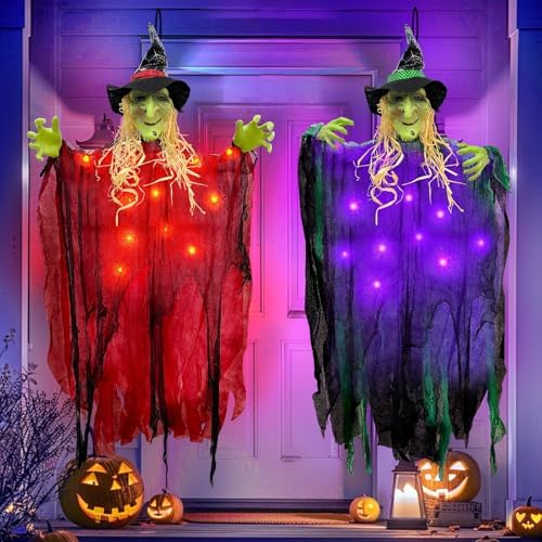 Amazon.com: [ Body Light Up ] 2 Pack Halloween Light Up Haning Witch ...
