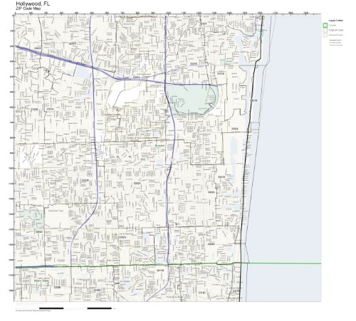 ZIP Code Wall Map of Hollywood, FL ZIP Code Map Not Laminated: Amazon ...