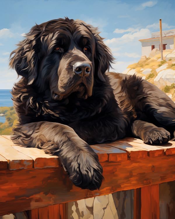 Amazon.com: SKMN Paint by Numbers for Adults,Newfoundland Dog Lying On ...