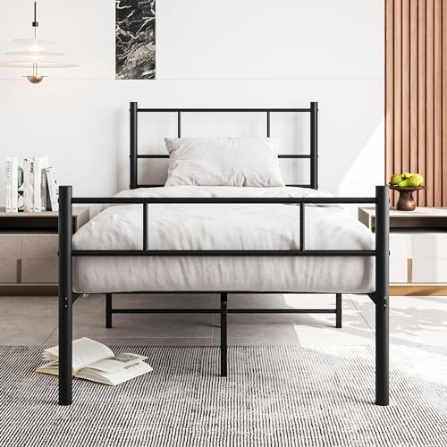 Yaheetech 3ft Single Bed Frames Vintage Sturdy Metal Platform Bed with ...