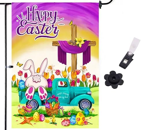 Amazon.com : Easter Garden Flags 12x18 Double Sided for Outside, Easter ...