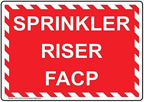 Amazon.com: ComplianceSigns.com Sprinkler Riser Facp Safety Sign, 10x7 ...
