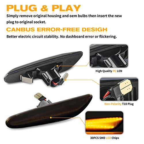 Snapklik.com : Gempro 2pcs LED Side Marker Lights Amber Turn Signals Blinker For BMW E90 E91 E92 ...