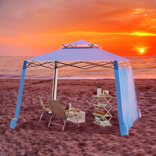 Amazon.com: MoKo Beach Cabana, 8'×8' Large Beach Canopy with Side Wall ...