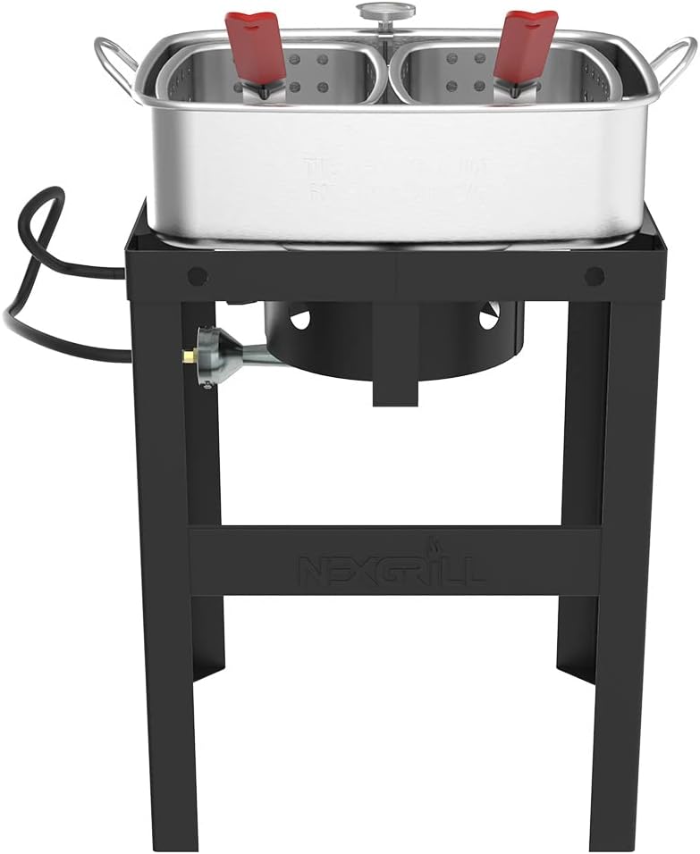 Nexgrill 18 Qt. Stainless Steel Fish Fryer with Double Basket, Outdoor ...