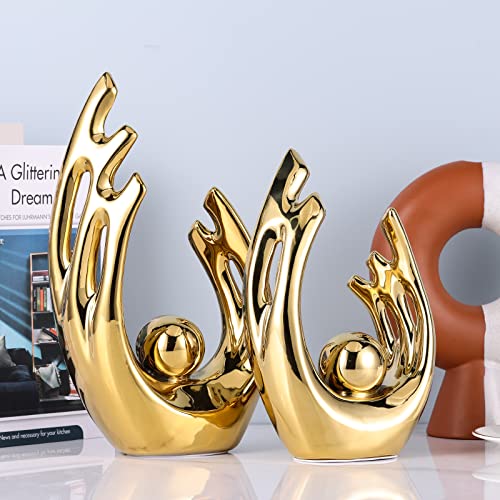 XMGZQ Gold Home Decor Accent,Mid Century Modern Gold Decor Dining Table ...