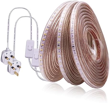 GAOUK 220V LED Light Strip with Switch Plug, 120 LEDs/m High Brightness ...