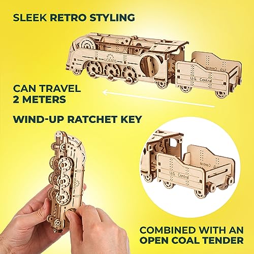 UGEARS Mini Locomotive – 3D Mechanical Wooden Puzzle Train Kit – Ugears Wooden 3d Puzzles for ...