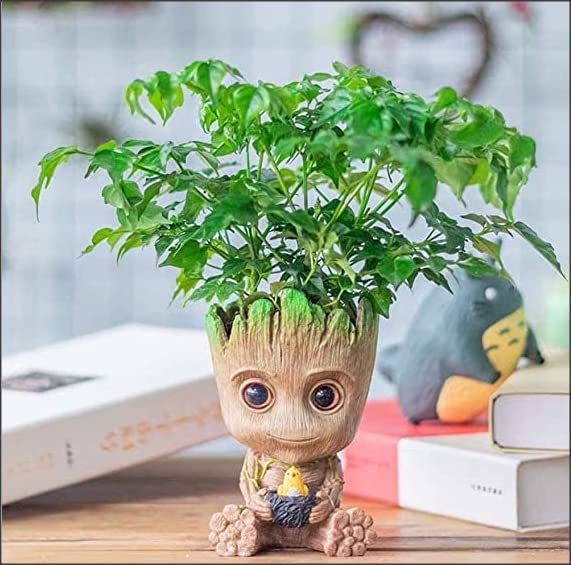 Groot Baby Flowerpot with Basket Shape Small Resin Planter Decorative ...