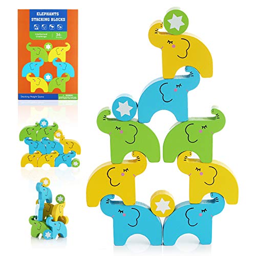 Wooden Stacking Game Balance Blocks - Elephant Building Blocks, Fine ...