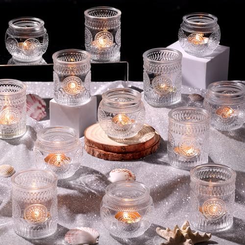 Amazon.com: FoldTier 24 Pcs Votive Candle Holders Bulk, Glass Candle ...