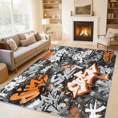 Amazon.com: Street Graffiti Rugs for Living Room Decor, Washable 7x10 ...