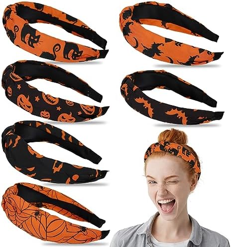 Amazon.com : Whaline 6Pcs Halloween Knotted Headbands Witch Cat Pumpkin ...