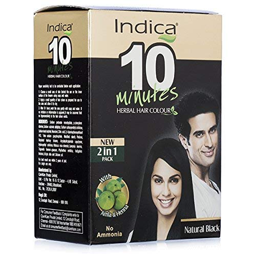 Amazon.com : Indica 10 Minutes Natural Black Herbal Hair Colour Powder ...