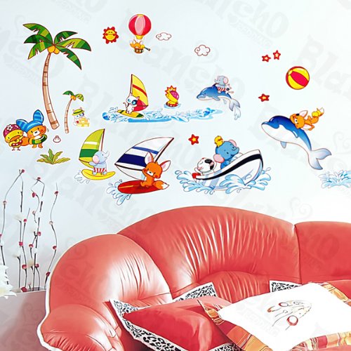 Amazon.com: Happy Surfing - Wall Decals Stickers Appliques Home Decor ...