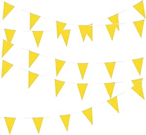 Amazon.com: Yellow Pennant Banner DIY Blank Bunting Solid Triangle ...