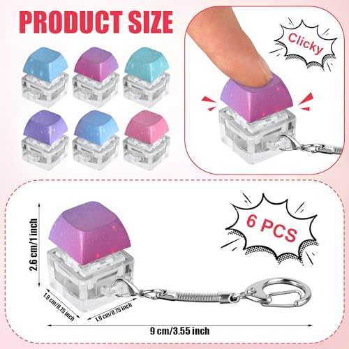 6pcsKeyboard Fidget Toy, Cute Button Fidget Keychain with Starry Design ...