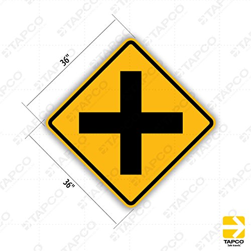 Tapco W2-1 Diamond Grade Cubed Warning Sign, Legend "4-Way Intersection ...