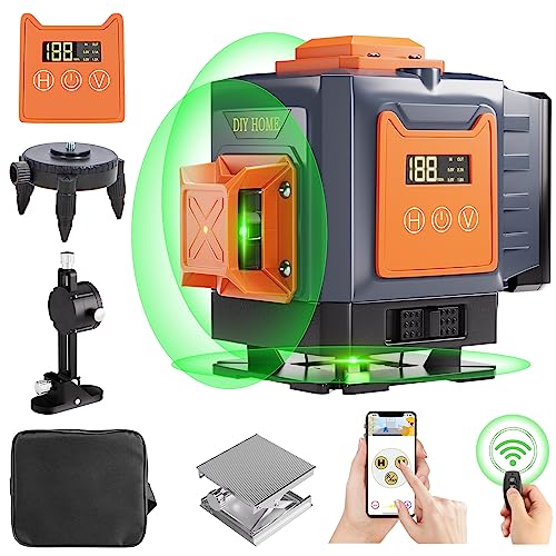 3D Laser Level, 3x360°Green Beam Line Laser 12 Lines Cross Self ...