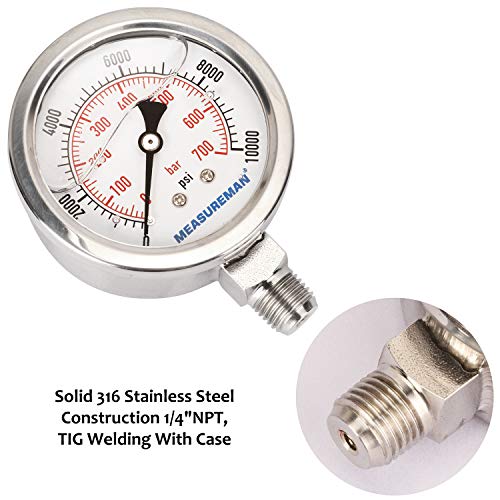 Snapklik.com : 2-1/2 Dial, 1/4NPT Lower, Glycerin Filled Hydraulics ...