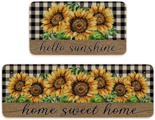 Amazon.com: Sunflower Kitchen Rugs Set of 2, Farmhouse Sunflower ...