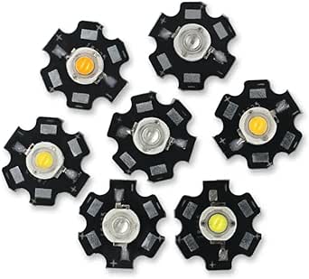 7 Pcs 1W 3W LED Beads Colourful Full Spectrum with 20mm Black Star PCB ...