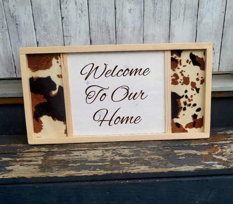 Amazon.com: Cowhide Custom Wood Framed Sign - Your Custom Text Added ...