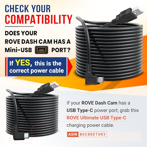 Snapklik.com : ROVE Ultimate 12ft Mini USB Car Charging Power Cable For ...