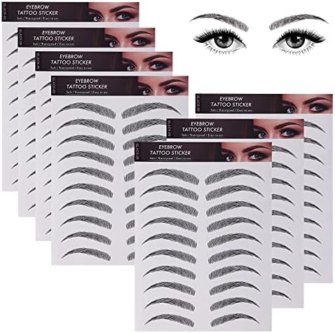 Amazon.com : 6D Eyebrow Tattoo Stickers 6 Sheets Realistic Stick-On ...