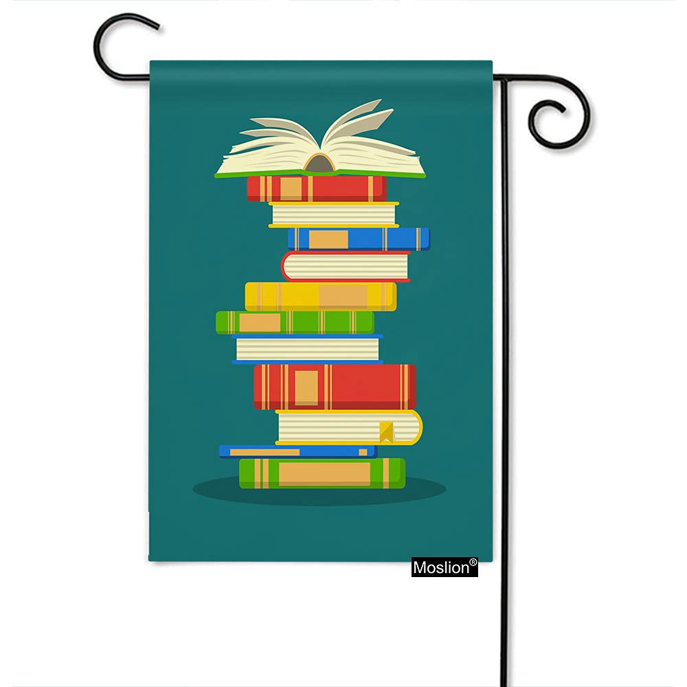 Amazon.com : Moslion Book Garden Flag Vertical Double Sided Open Books ...