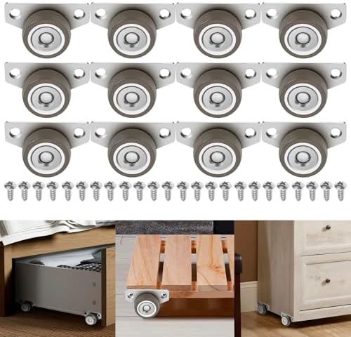 12 Pcs Side Mount Casters 1.25inch Small Caster Wheels Non Swivel Rigid ...